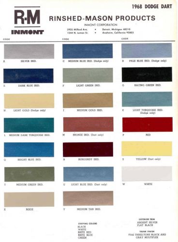 Vintage Chrysler Dodge Plymouth Colors - Vintage Paint