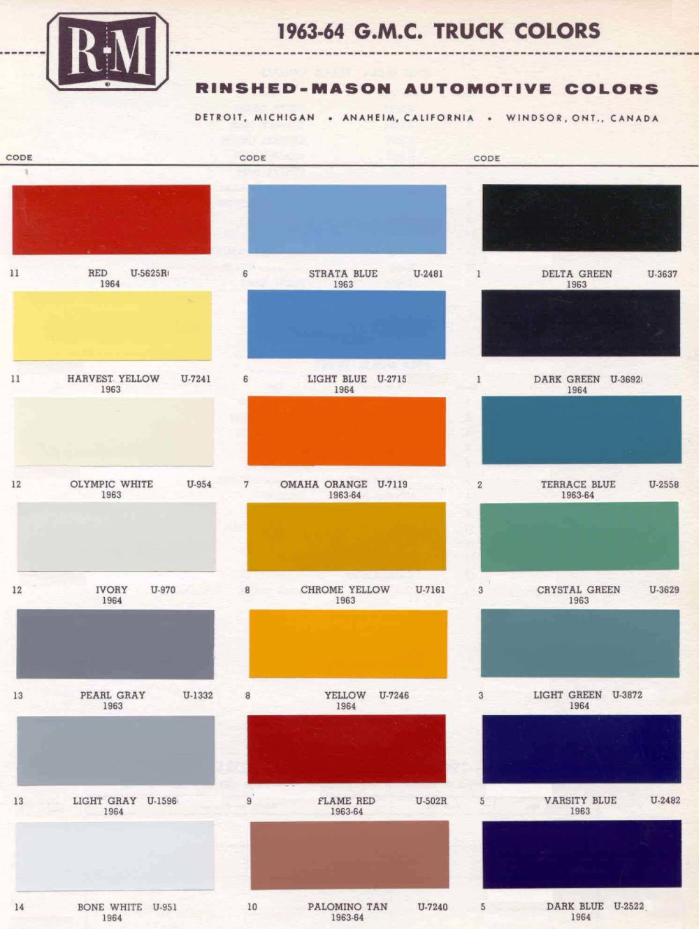 Vintage Oldsmobile Colors - Vintage Paint