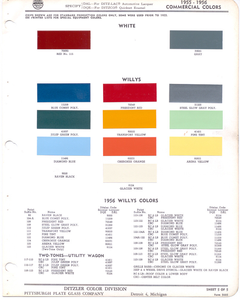 1955 Willys Jeep Truck Paint Schemes
